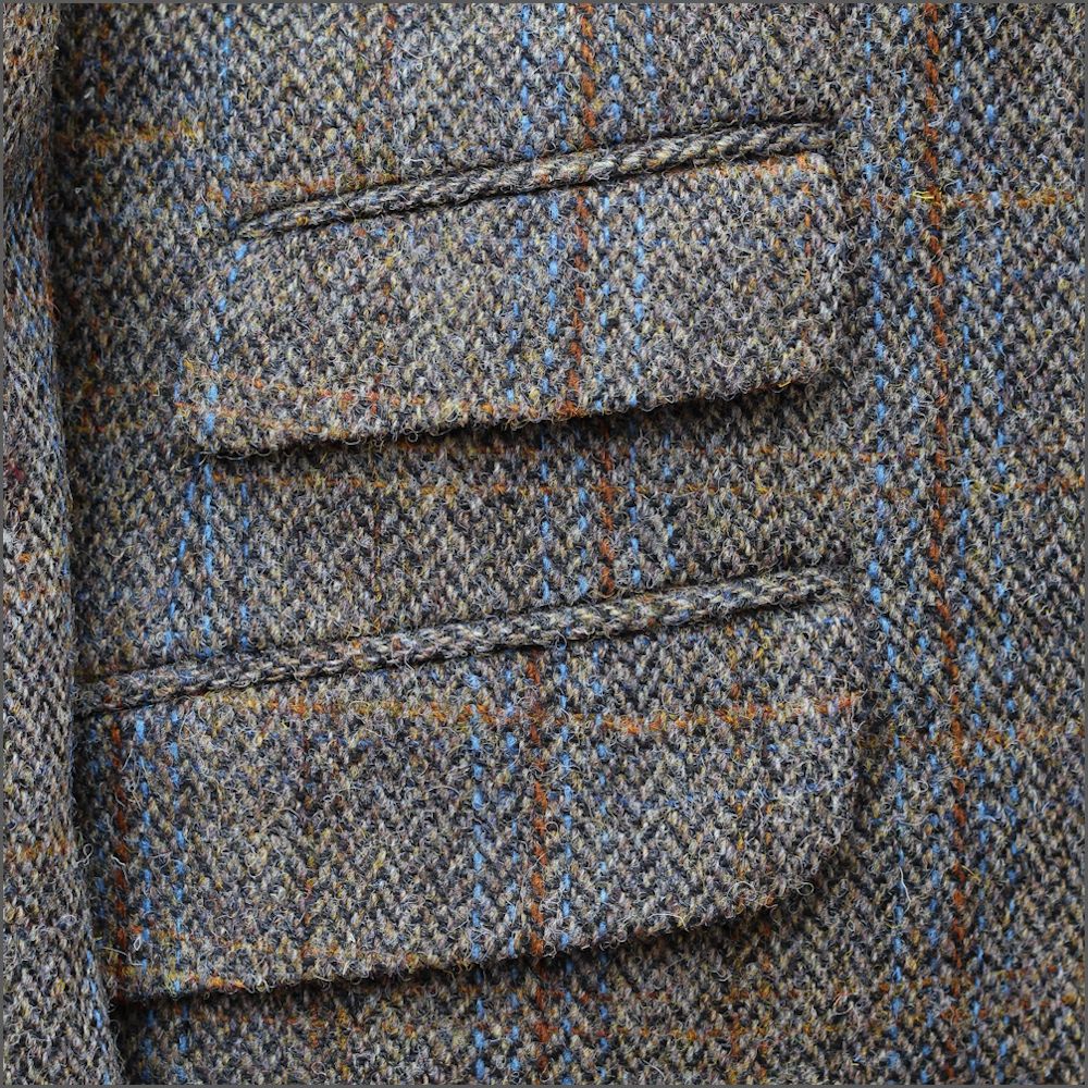 Harris Tweed Brown, Blue Herringbone Jacket` | cwmenswear