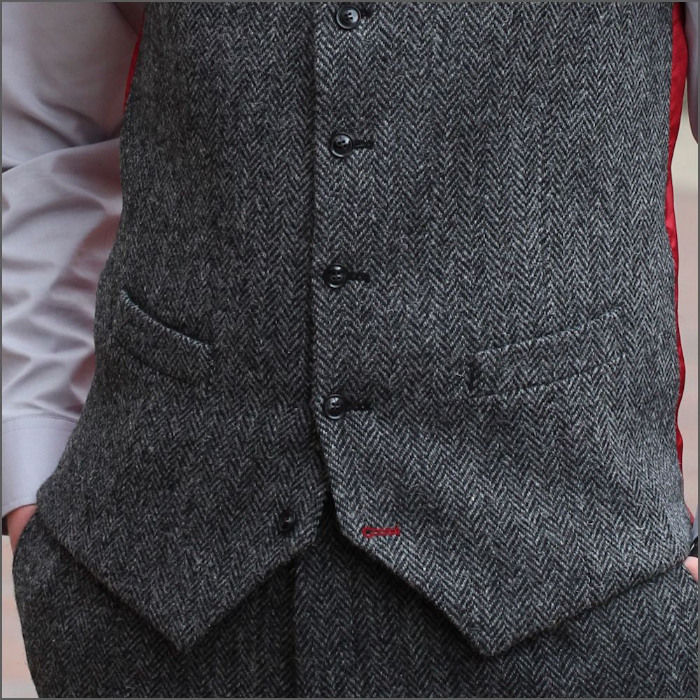 Harris Tweed Grey Herringbone 3pic Suit= | cwmenswear